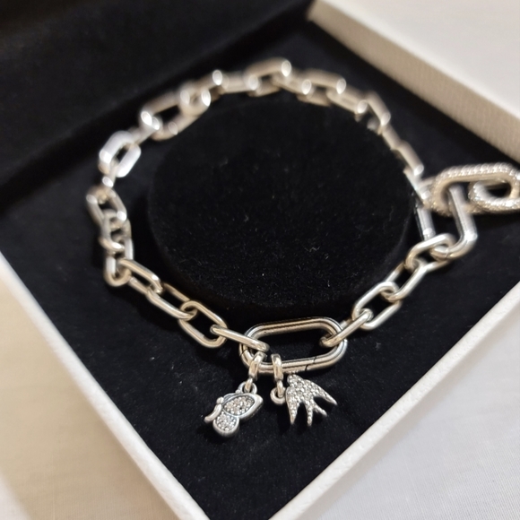 Pandora | Jewelry | Pandora Me Link Chain Bracelet With Charms 925 ...